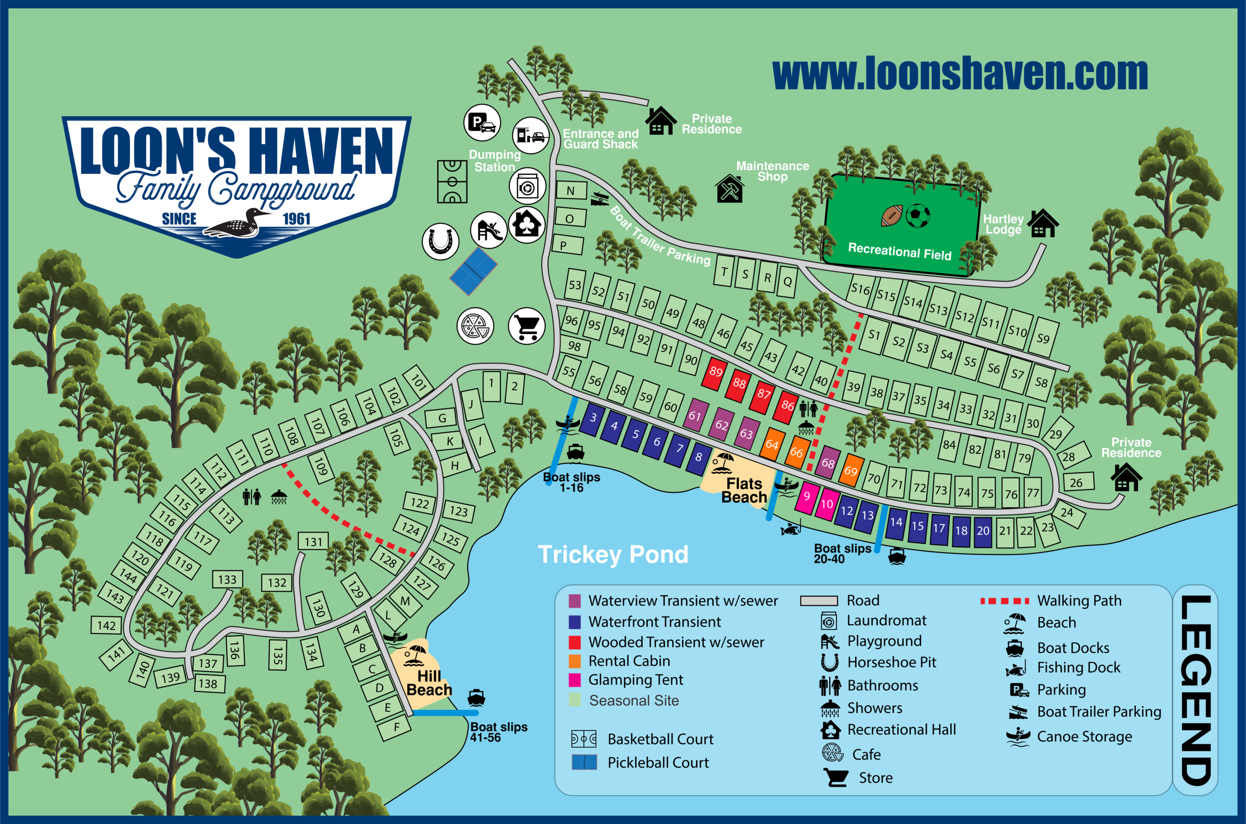 Campground Map - Loon's Haven Family Campground in Naples, Maine